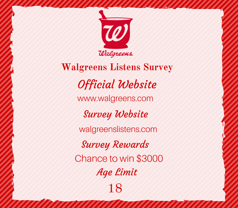 Walgreens listens survey offers $3000 cash